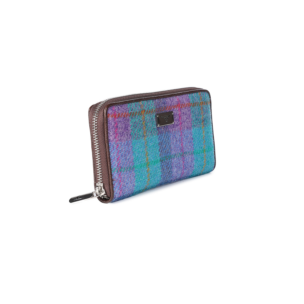Harris Tweed Long Zip Purse - Staffa Green & Purple Check – Heritage of ...
