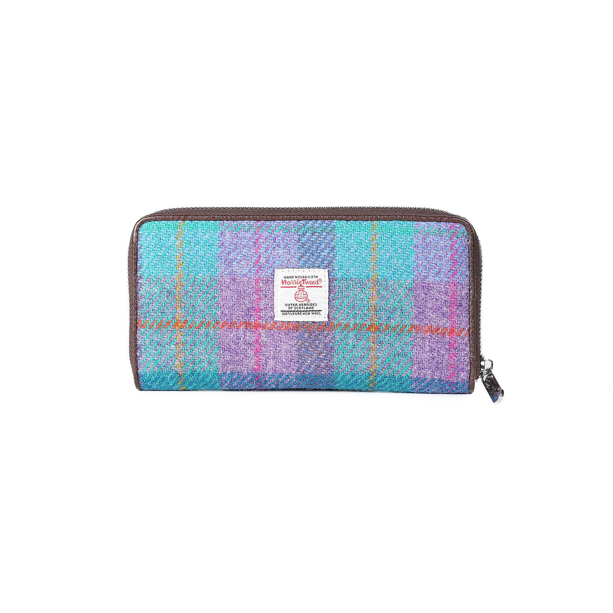 Harris Tweed Long Zip Purse - Staffa Green & Purple Check – Heritage of ...
